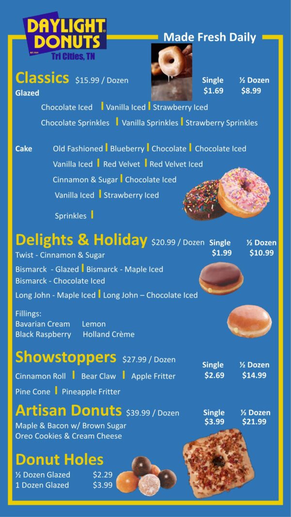 Menu – Daylight Donuts Tri Cities