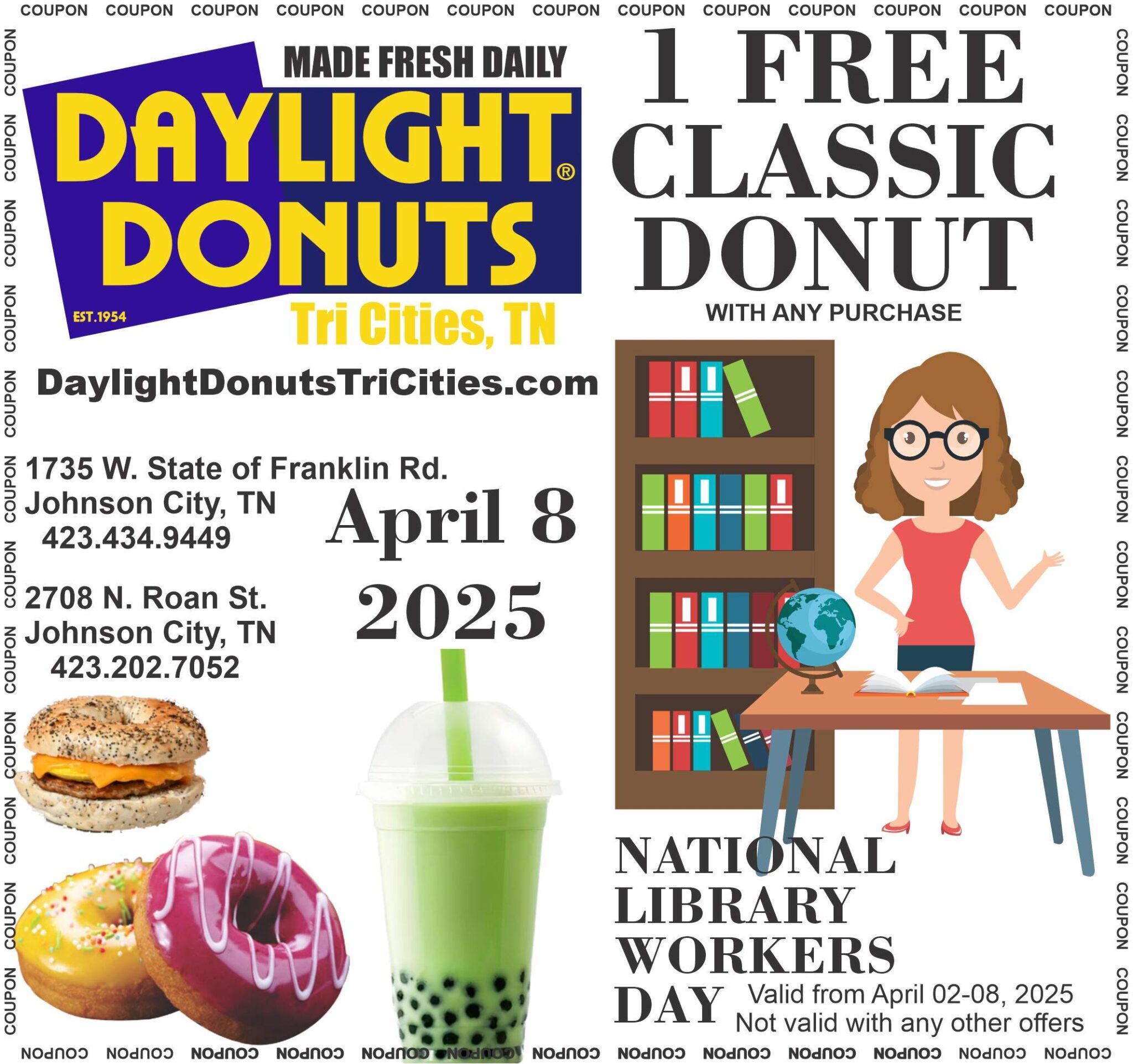 Celebrate National Library Workers Day April 8, 2025 - Daylight Donuts ...